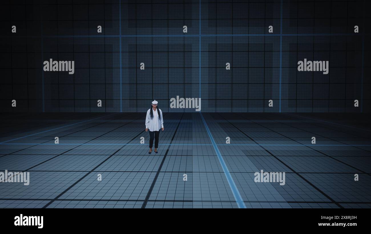 Black Woman Wearing Virtual Reality Headset Enters Metaverse. Game Developer Using VR Technology ...