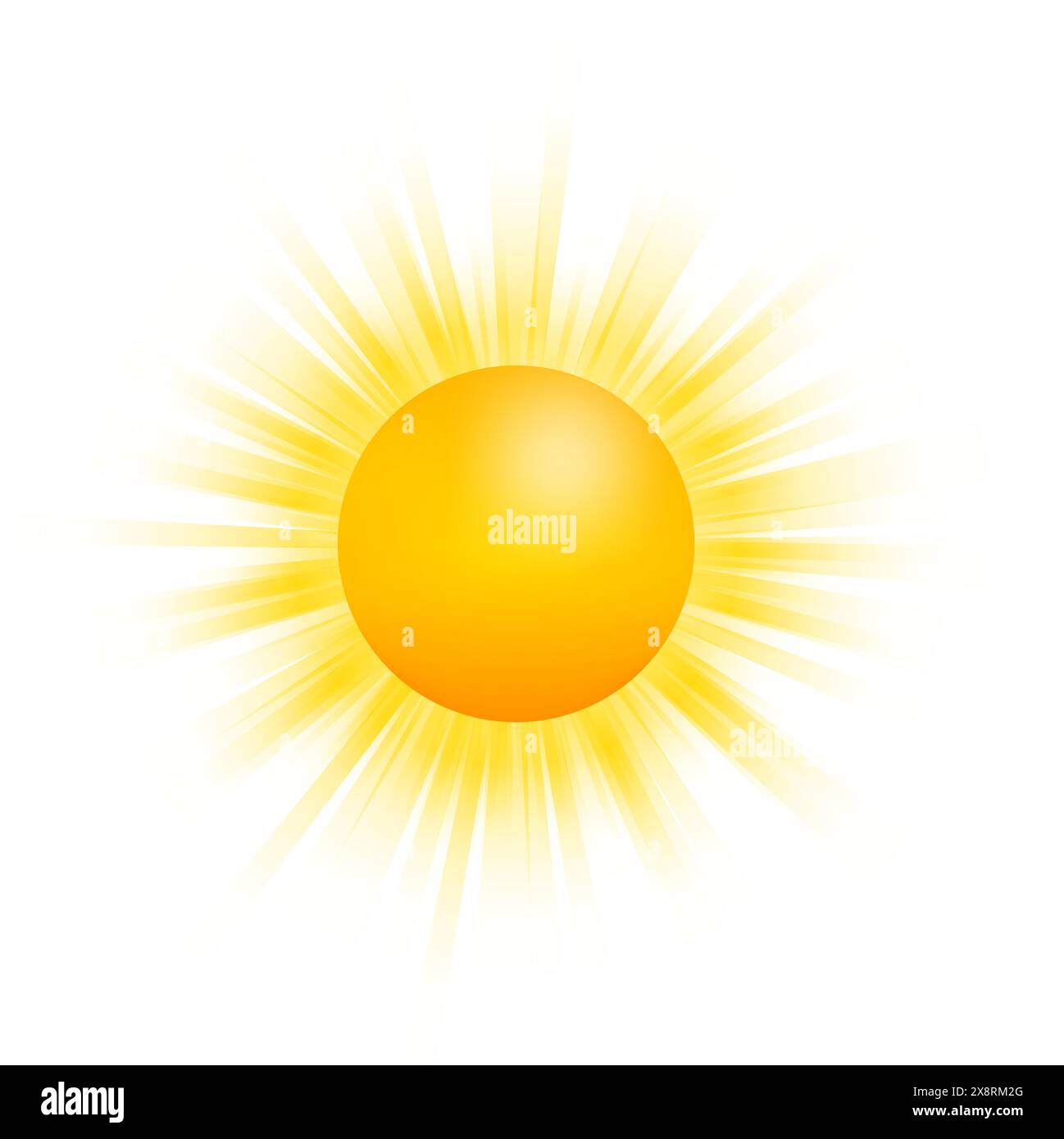 Realistic sun with rays icon for weather design. Hot temperature ...