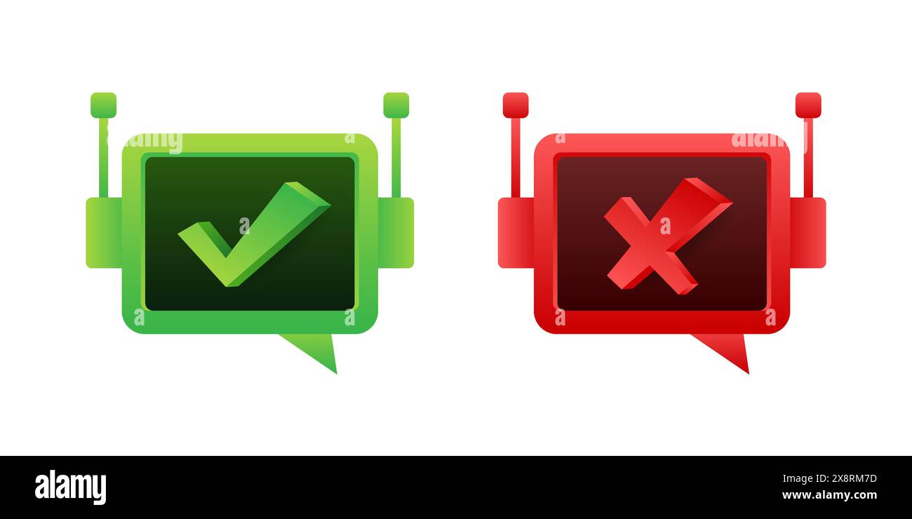 Robots with Yes and No signs on their displays. Please check robot ...