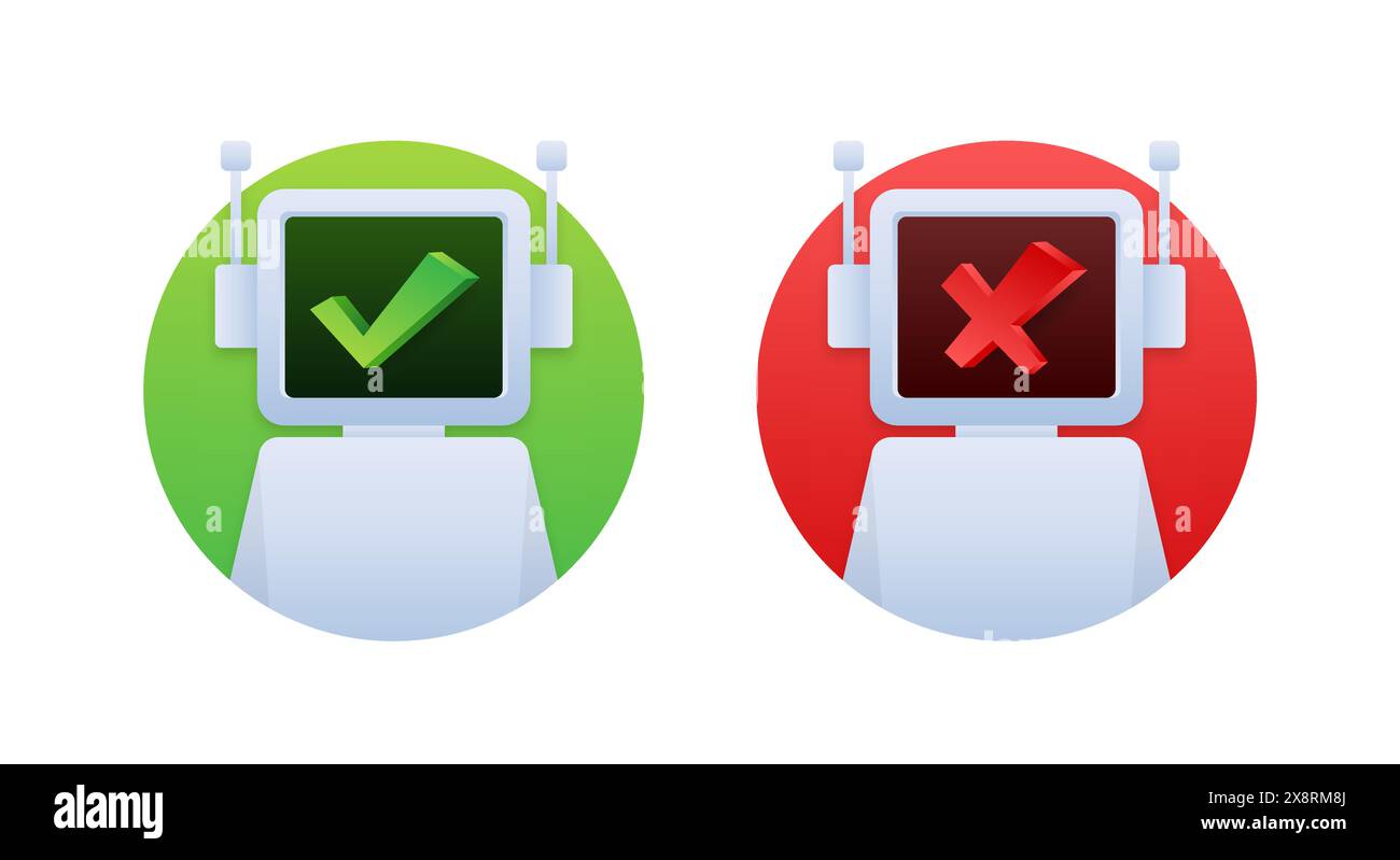 Robots with Yes and No signs on their displays. Please check robot ...
