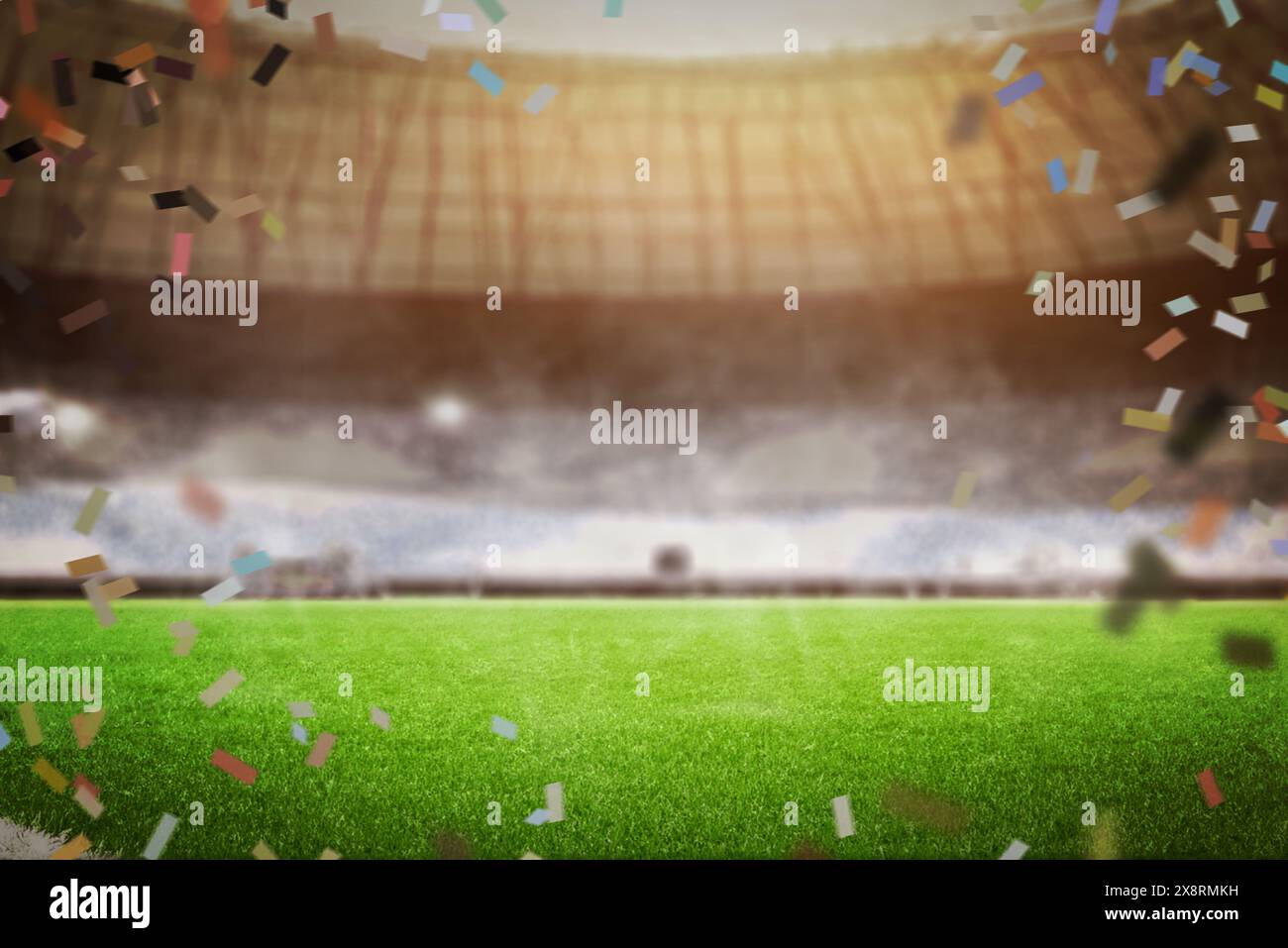 Confetti in a football stadium celebration with empty space in the ...