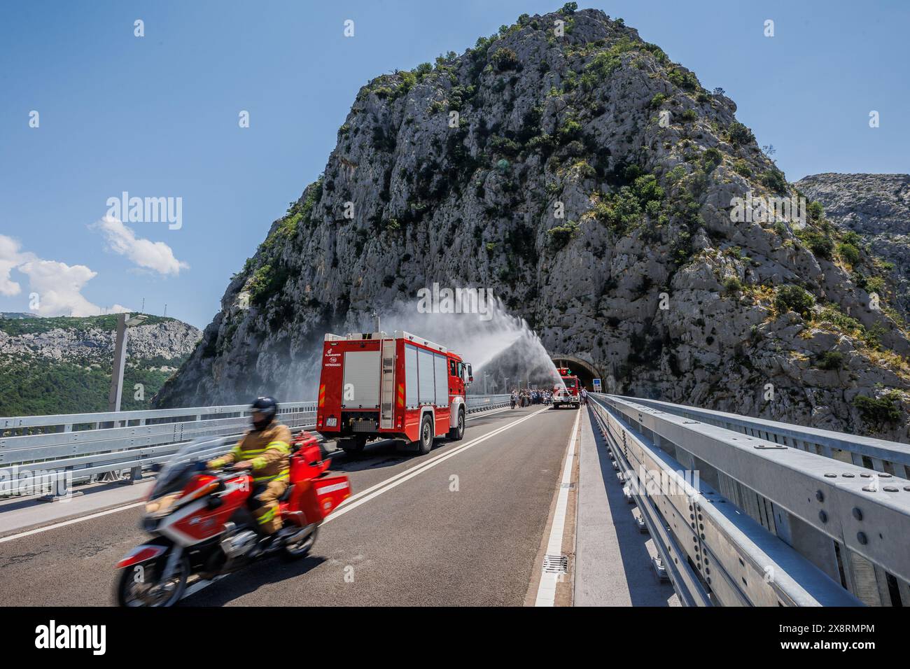 Split, Croatia. 27th May, 2024. The new road bridge over the Cetina ...