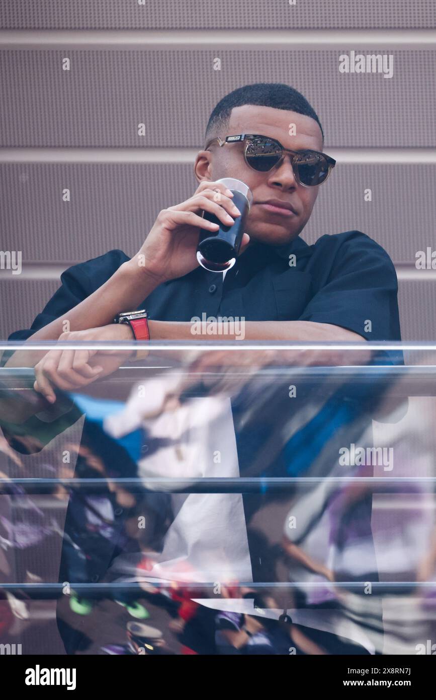 Monte Carlo, Monaco. 26th May, 2024. Kylian Mbappe is seen ahead the F1 ...