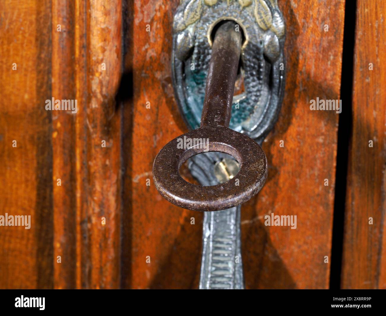 old medieval door key knob detail Stock Photo - Alamy