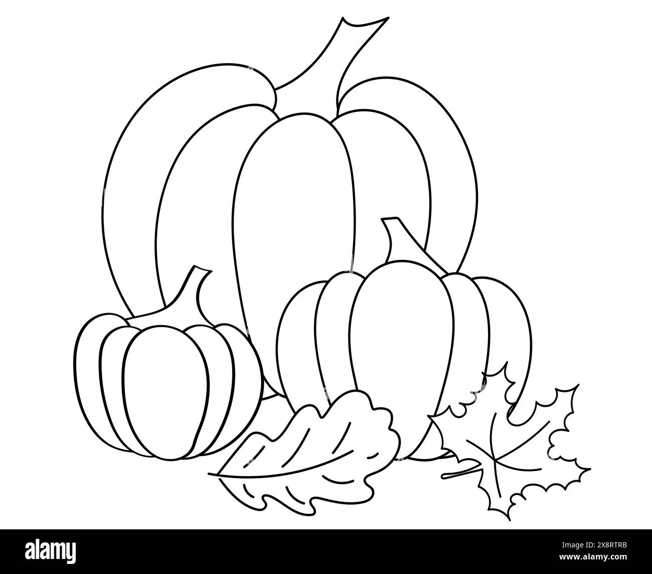 Pumpkins And Autumn Leaves Coloring Page Is A Fun Activity For Children ...