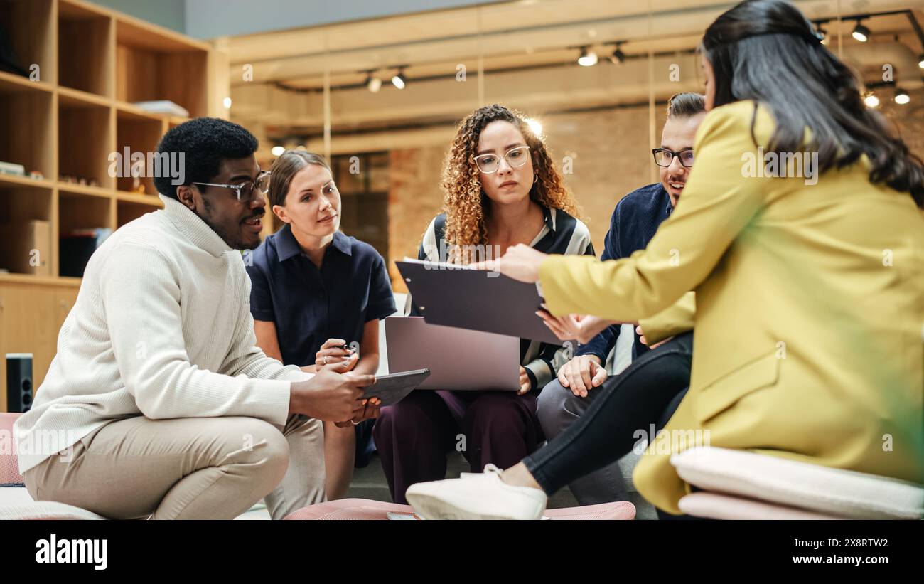 Diverse group colleagues agreeing on hi-res stock photography and ...