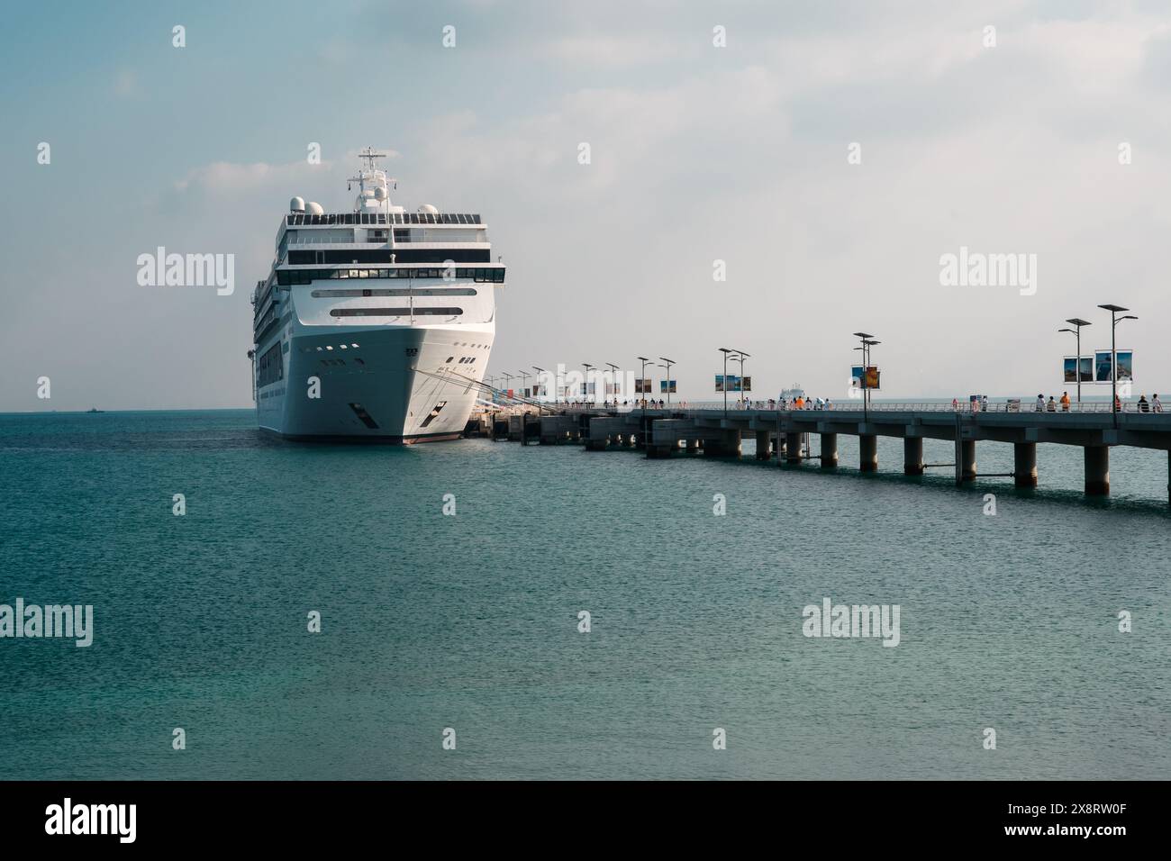 Sir Bani Yas, UAE - January 5, 2024: A luxury cruise liner docks at the ...
