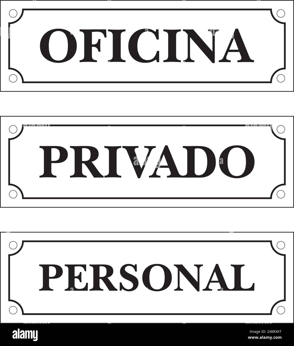Oficina, privado y personal retro style banners on a white background ...