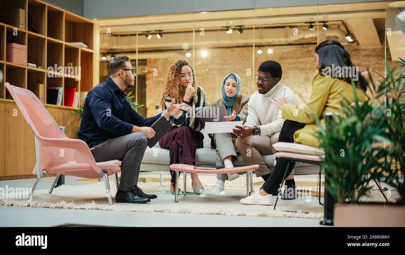 Multiethnic Group of Creative People Working on Project in a Modern ...