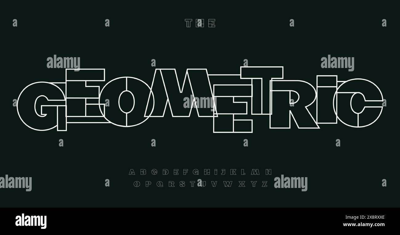 Geometric lines alphabet, bold contour letters, modern outline font ...