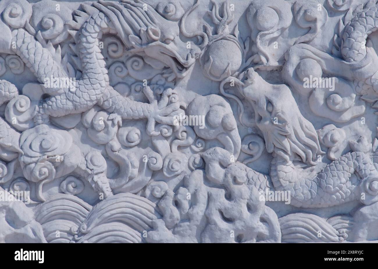 a stone dragon mural at Chi Wan Tian Hou Temple in Shenzhen China Stock ...
