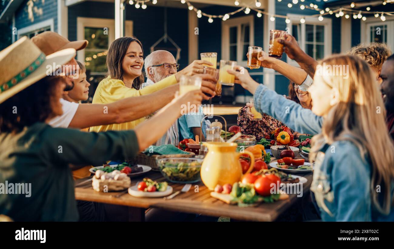 Family and Multicultural Diverse Friends Gathering Together at a Garden ...