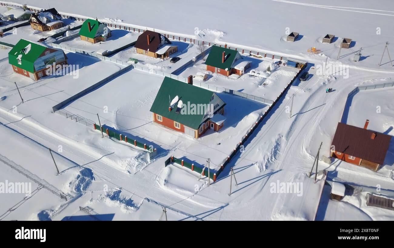 Rural farming community, agricultural fields covered by snow. Clip ...