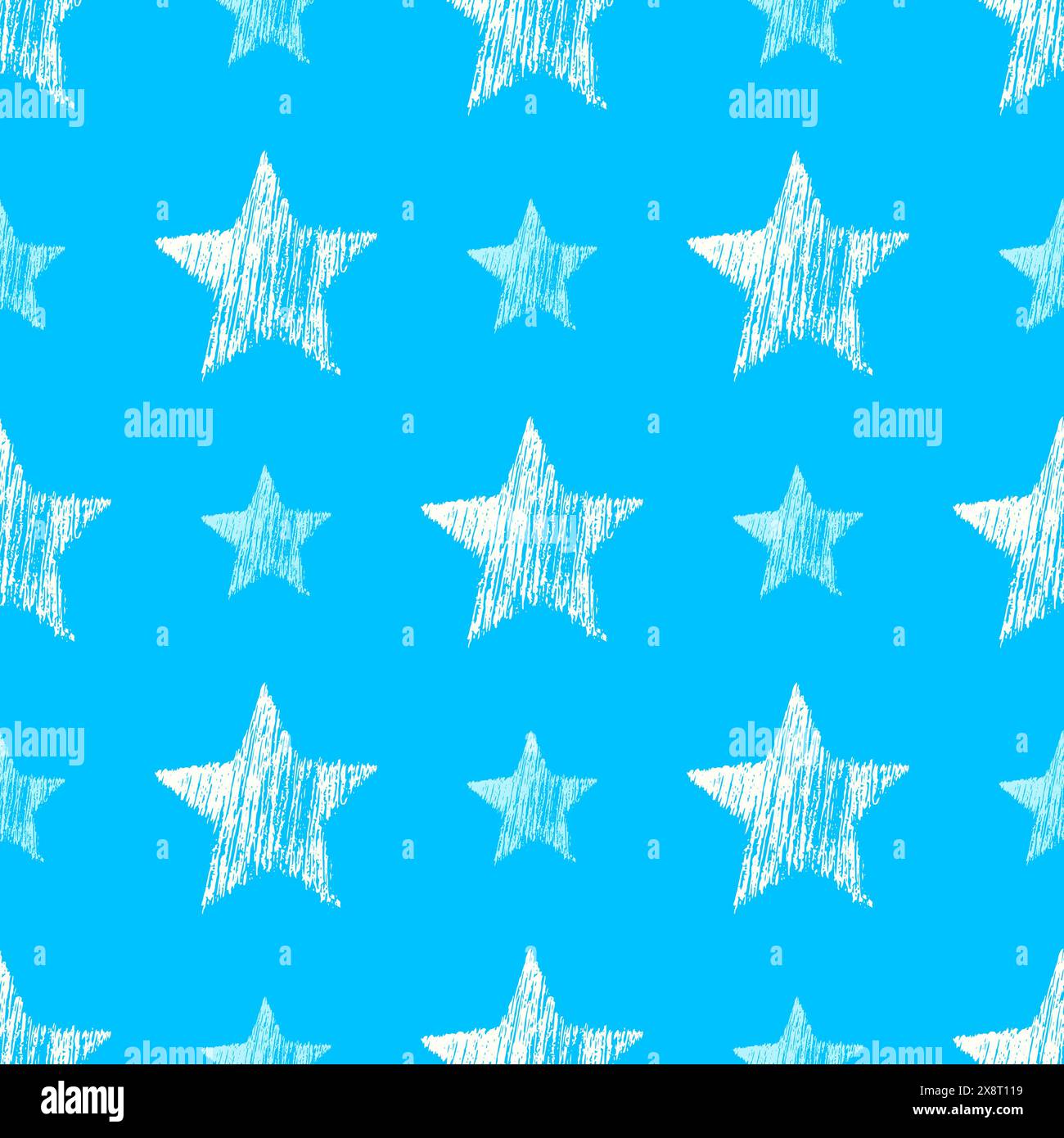 Seamless Pattern with hand drawn white Stars on blue background ...