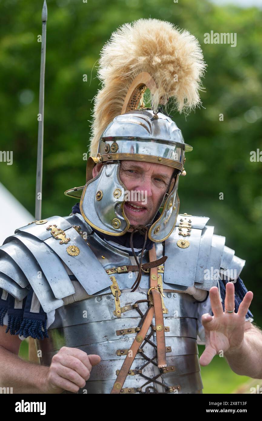 Chalfont, UK. 27 May 2024. A Roman soldier (Pretorian Guard) meets the ...