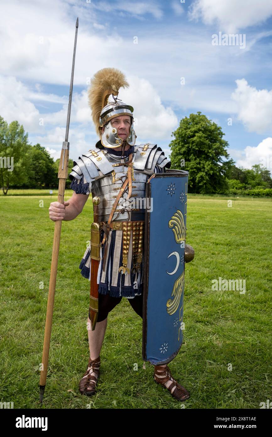 Chalfont, UK. 27 May 2024. A Roman soldier (Pretorian Guard) meets the ...