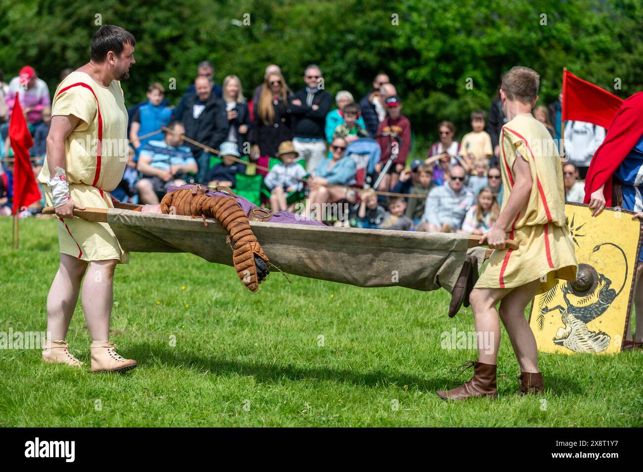 Chalfont UK 27 May 2024 Slaves Remove A Dead Body As Gladiators Take Chalfont UK 27 May 2024 Slaves Remove A Dead Body As Gladiators Take