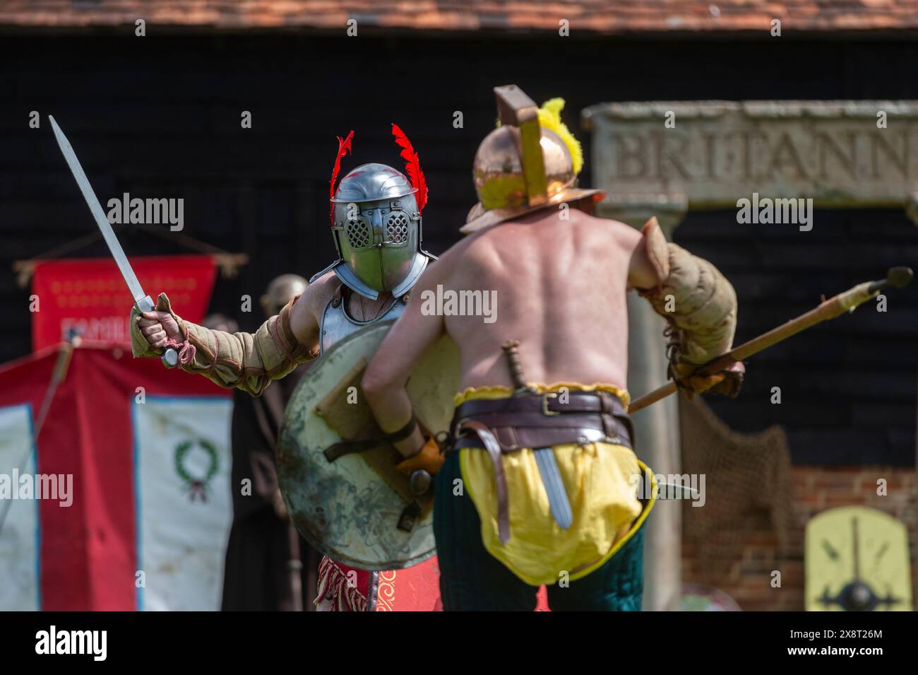 Chalfont, UK. 27 May 2024. Gladiators take part in Gladiator Games at ...