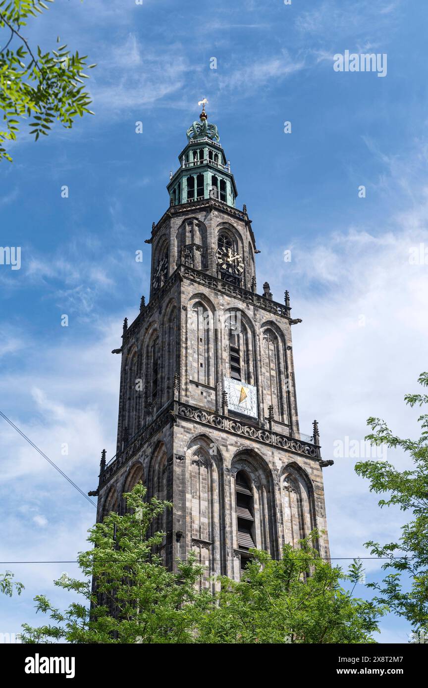 Groningen The Netherlands May 26th 2024 Martinitoren Martini tower church tower next to the ...