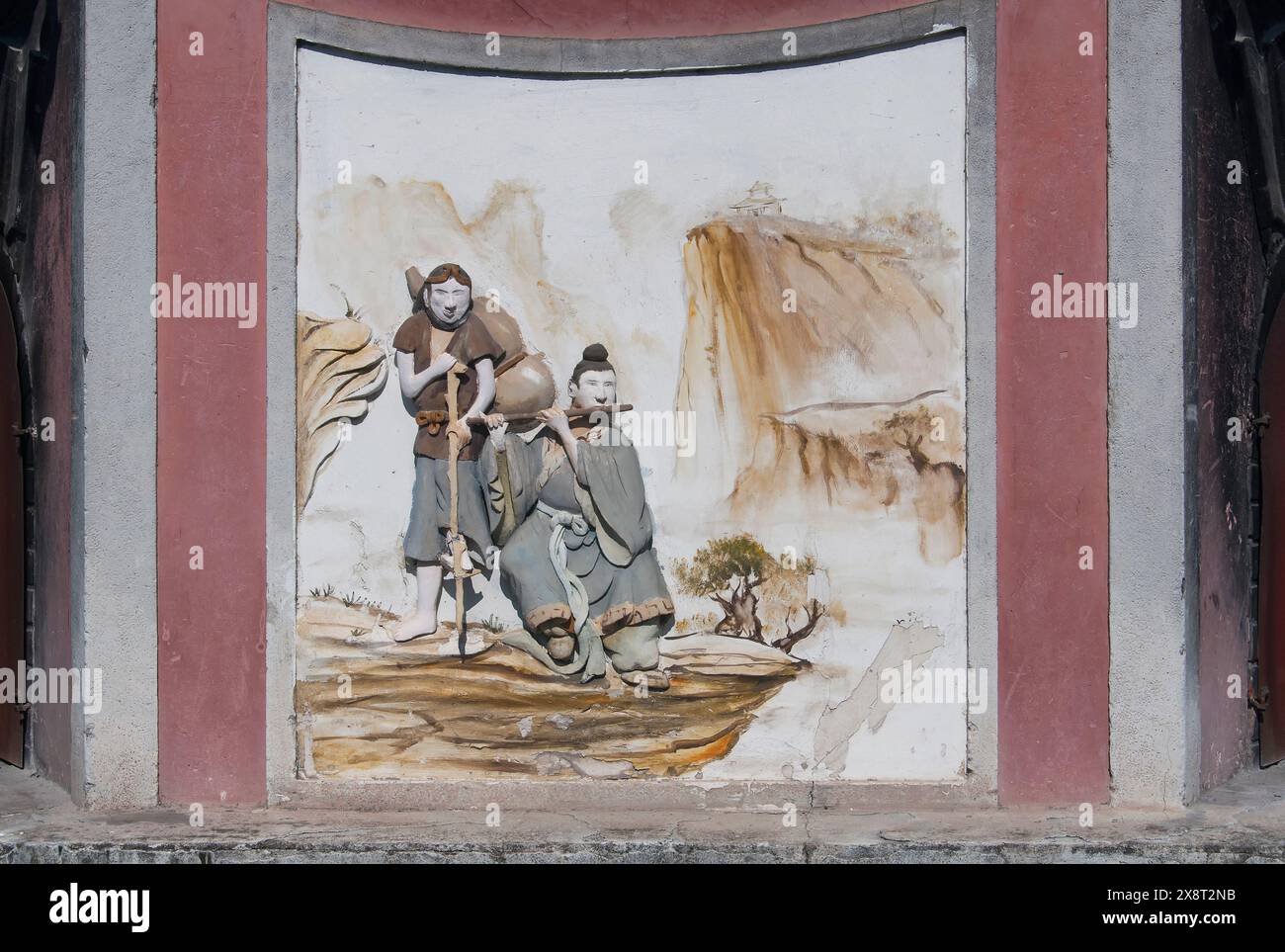 Chinese travelers mural at the chi wan tian hou temple in shenzhen ...