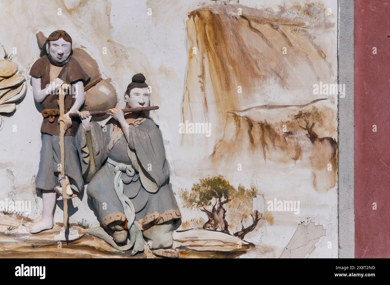 Chinese travelers mural at the chi wan tian hou temple in shenzhen ...