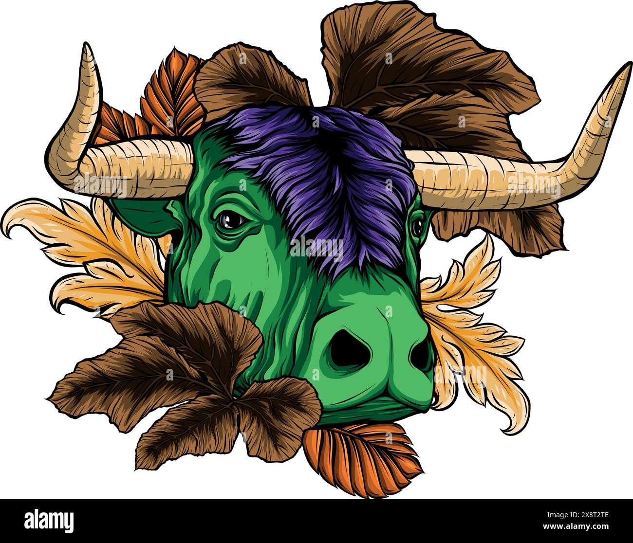 vector illustration of head bull colored design Stock Vector Image ...
