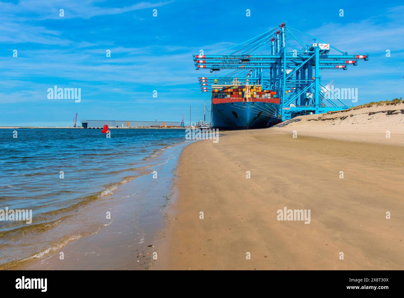 Container Vessel APM Teminal Rotterdam, Netherlands. Very large ...