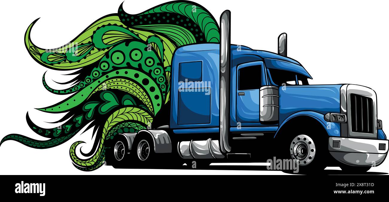 draw semi truck vehicle vector illustration design Stock Vector Image ...