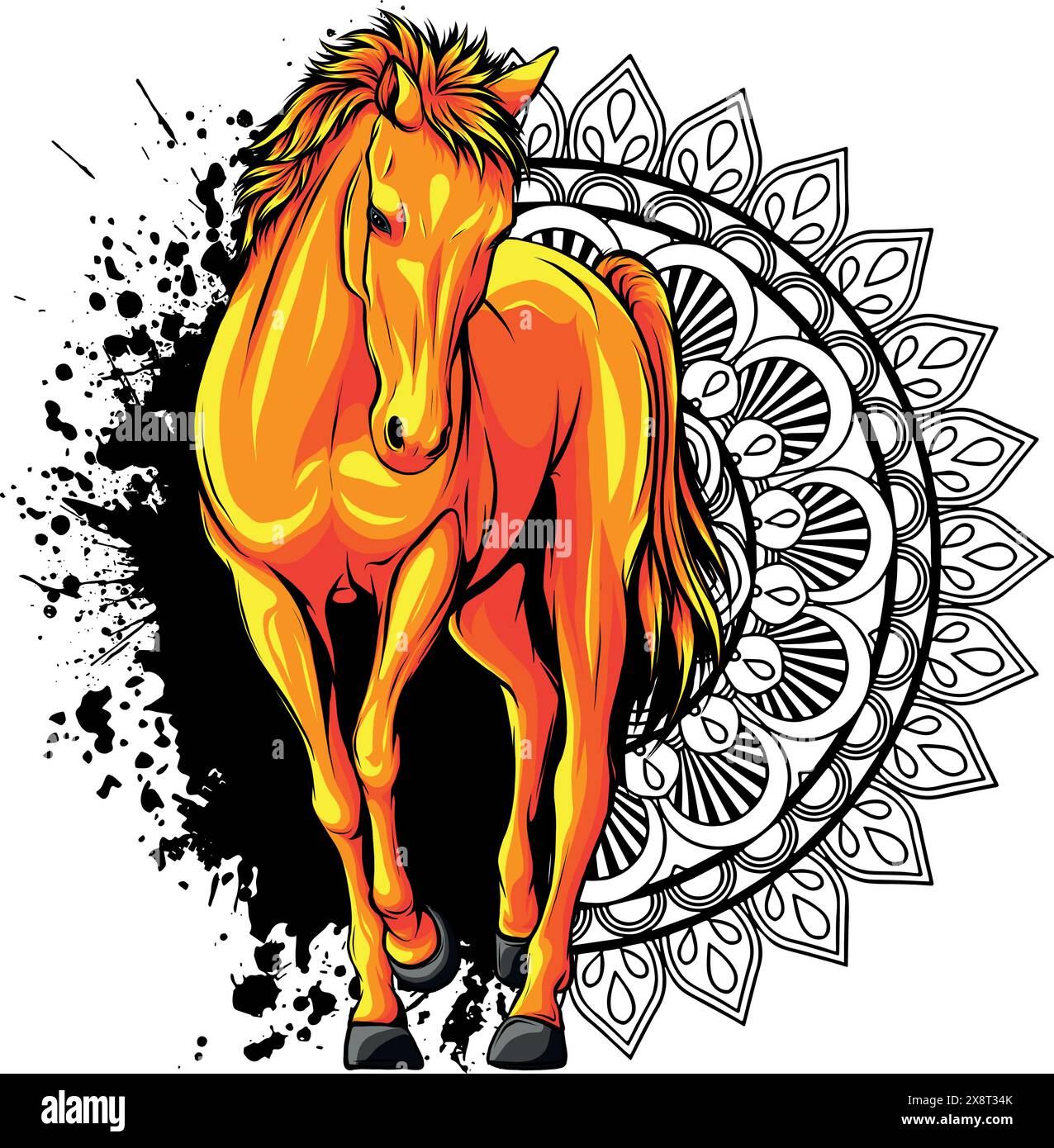 vector illustration of colored horse hand draw Stock Vector Image & Art ...