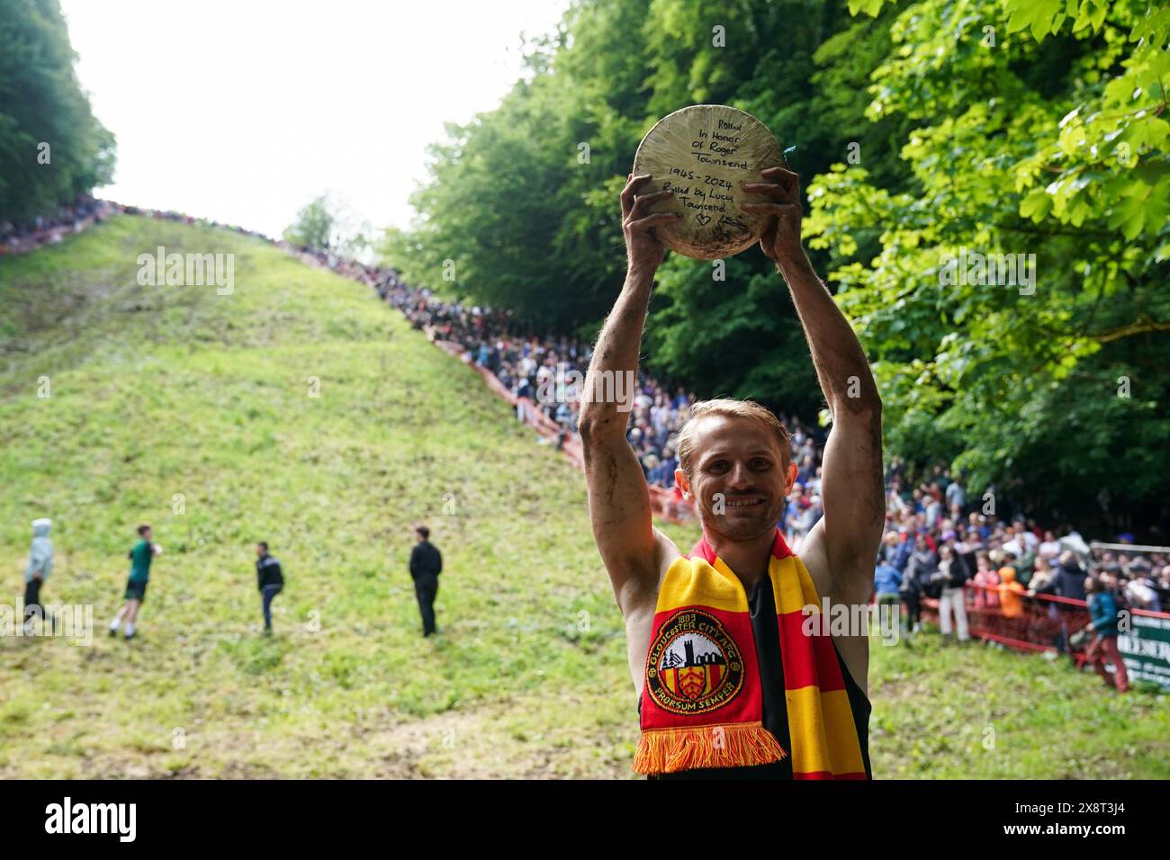 Dylan Twiss, from Perth Australia, celebrates after winning race 2, at ...