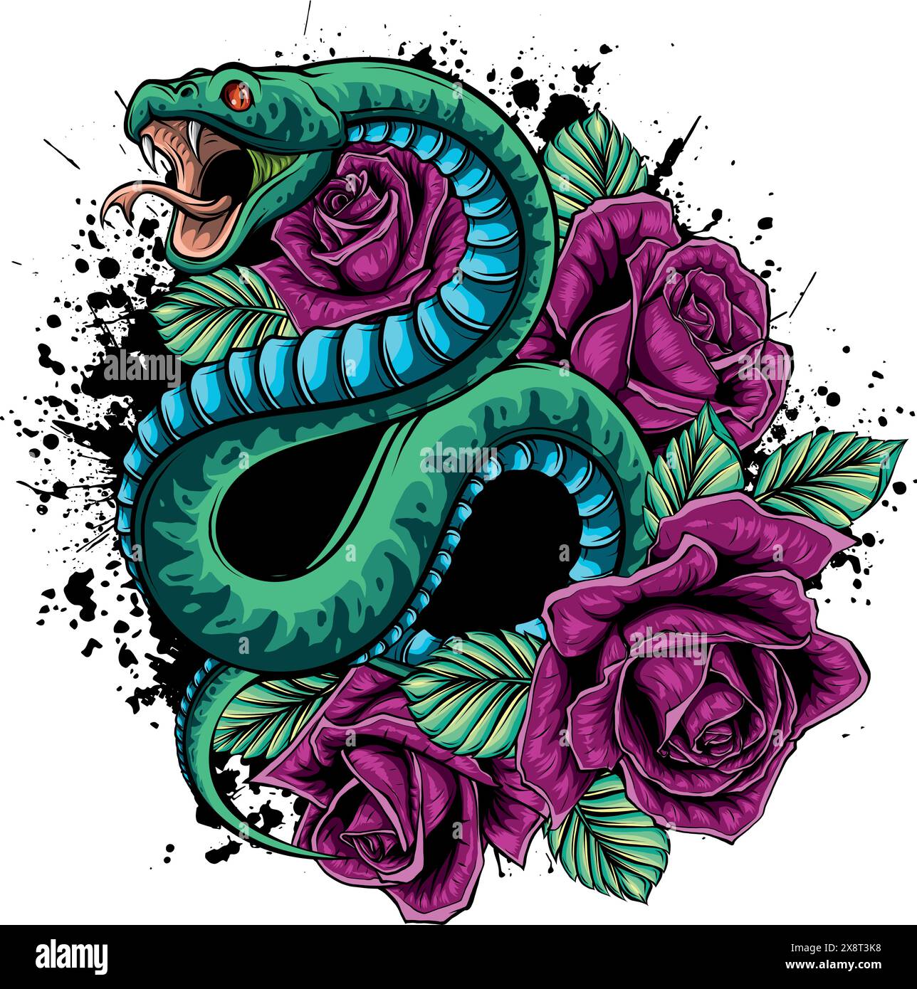 Colorful hand drawn vector illustration of snake Stock Vector Image ...