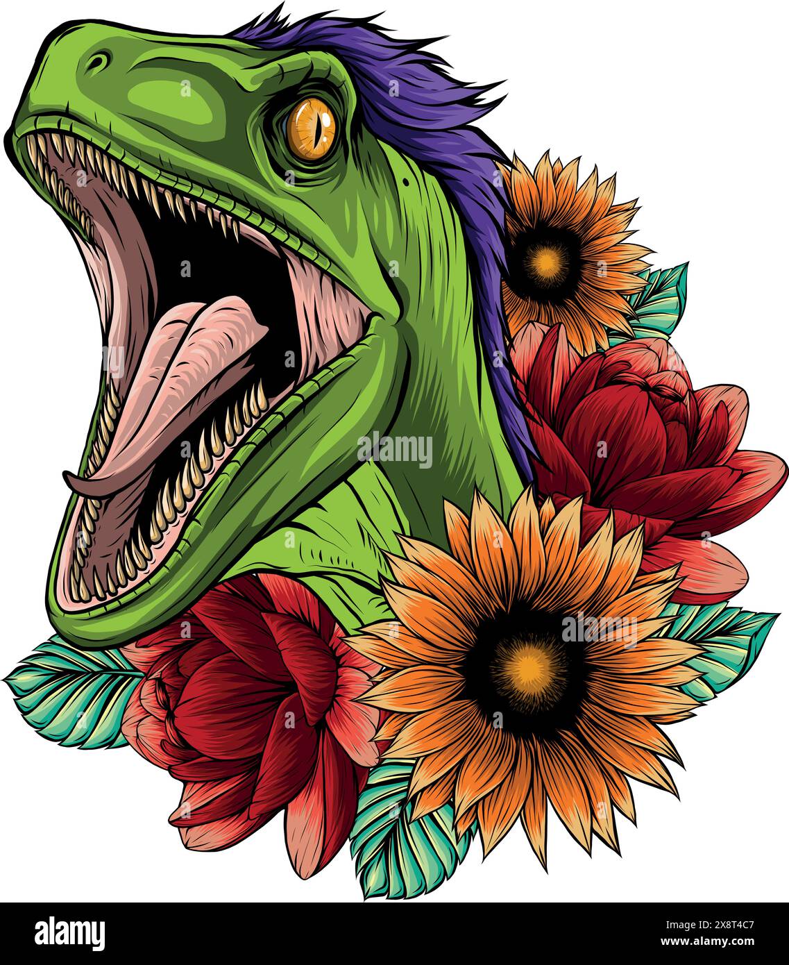 Velociraptor Dinosaur Vector Illustration on white background Stock ...