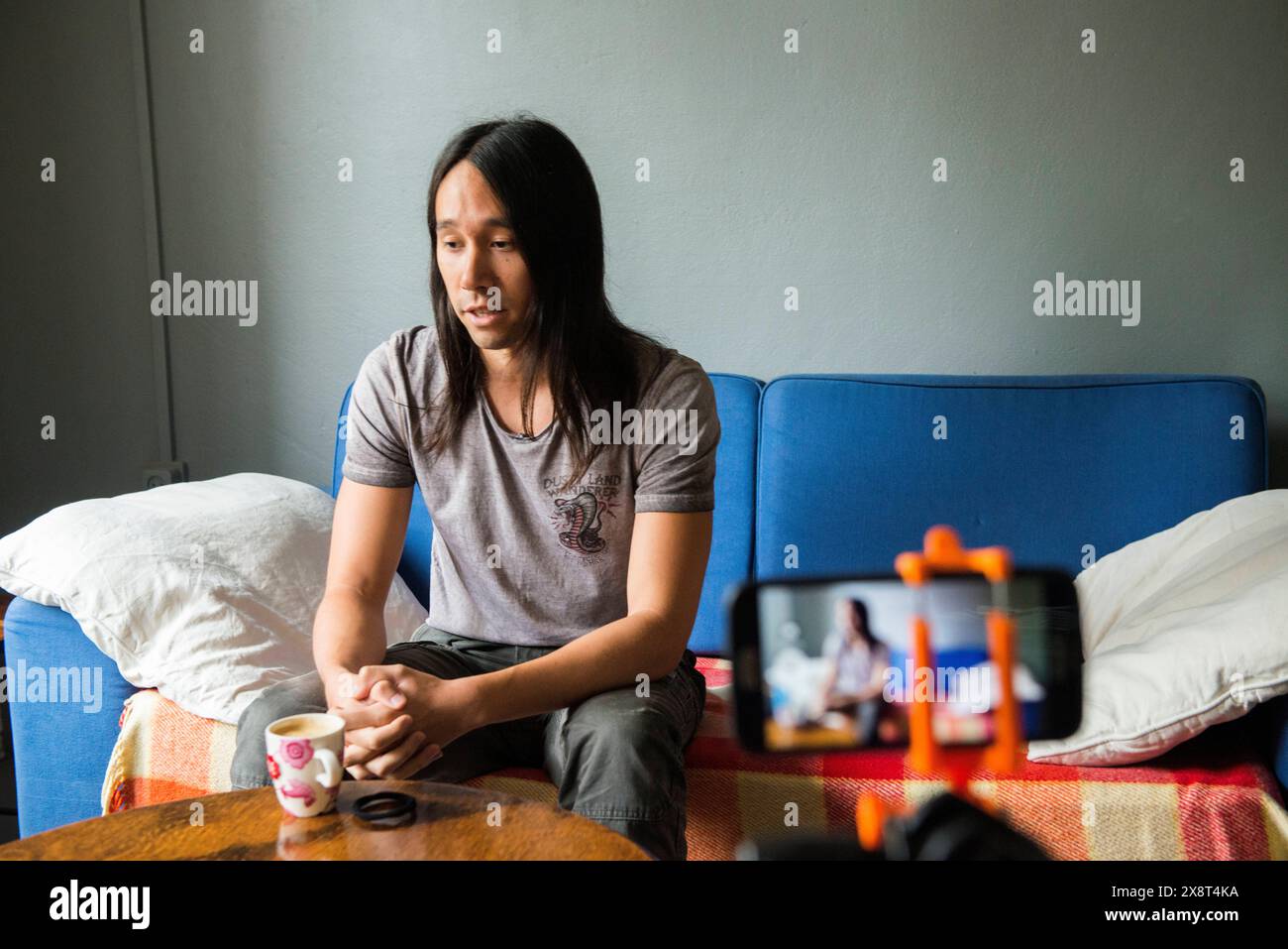 The Interview Tilburg, Netherlands. Spanish Master student giving an ...