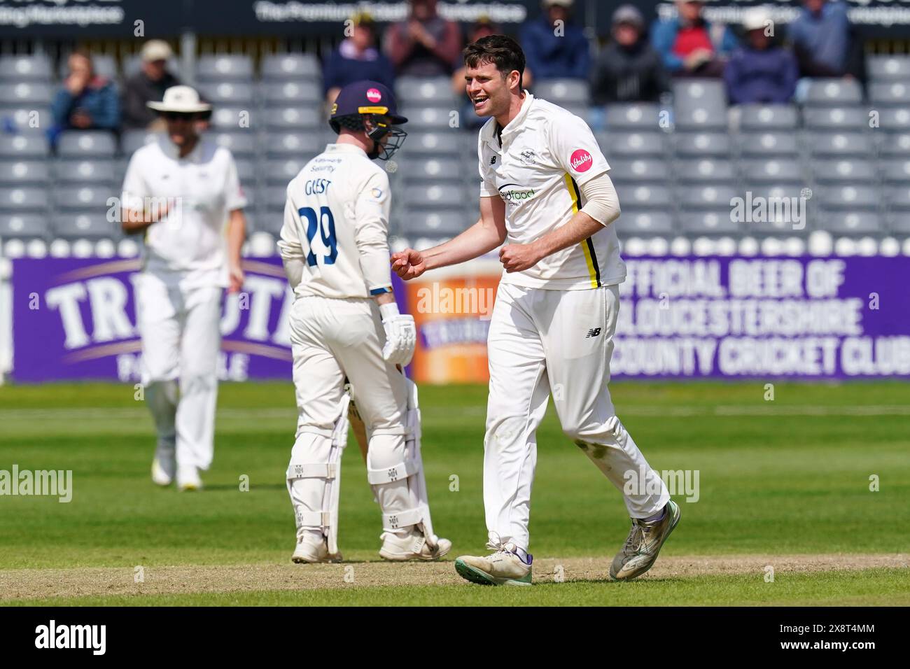 Bristol, UK, 27 May 2024. Gloucestershire's Ed Middleton celebrates ...