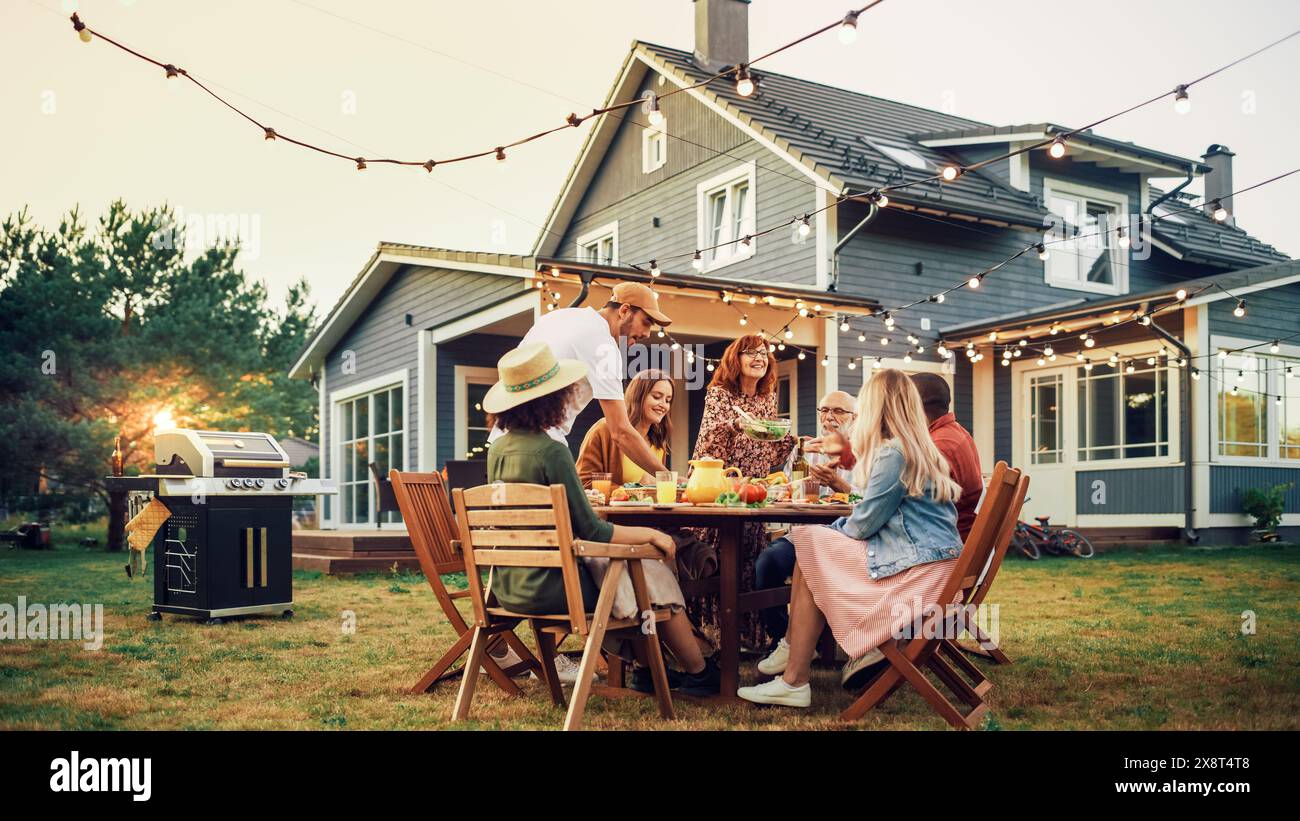 Parents, Children, Relatives and Friends Having an Open Air Barbecue ...