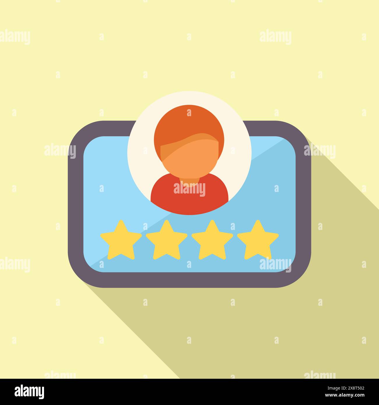 Flat design icon featuring a user profile and fivestar customer ...