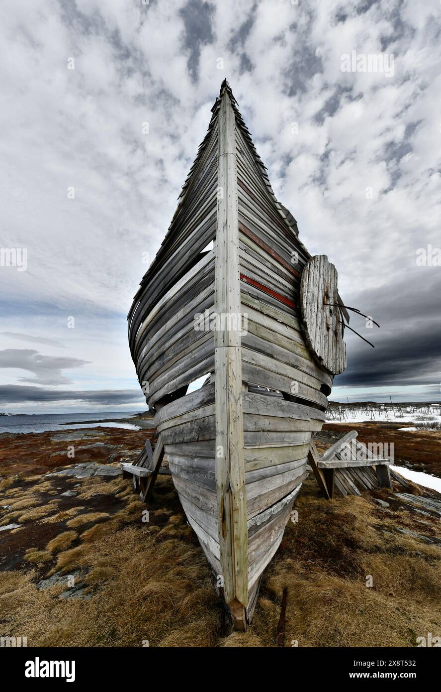 Norway, Vardo, wooden monument Stock Photo - Alamy