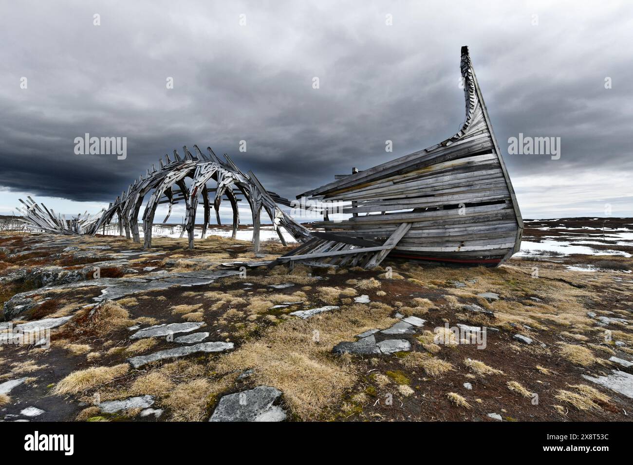 Norway, Vardo, wooden monument Stock Photo - Alamy