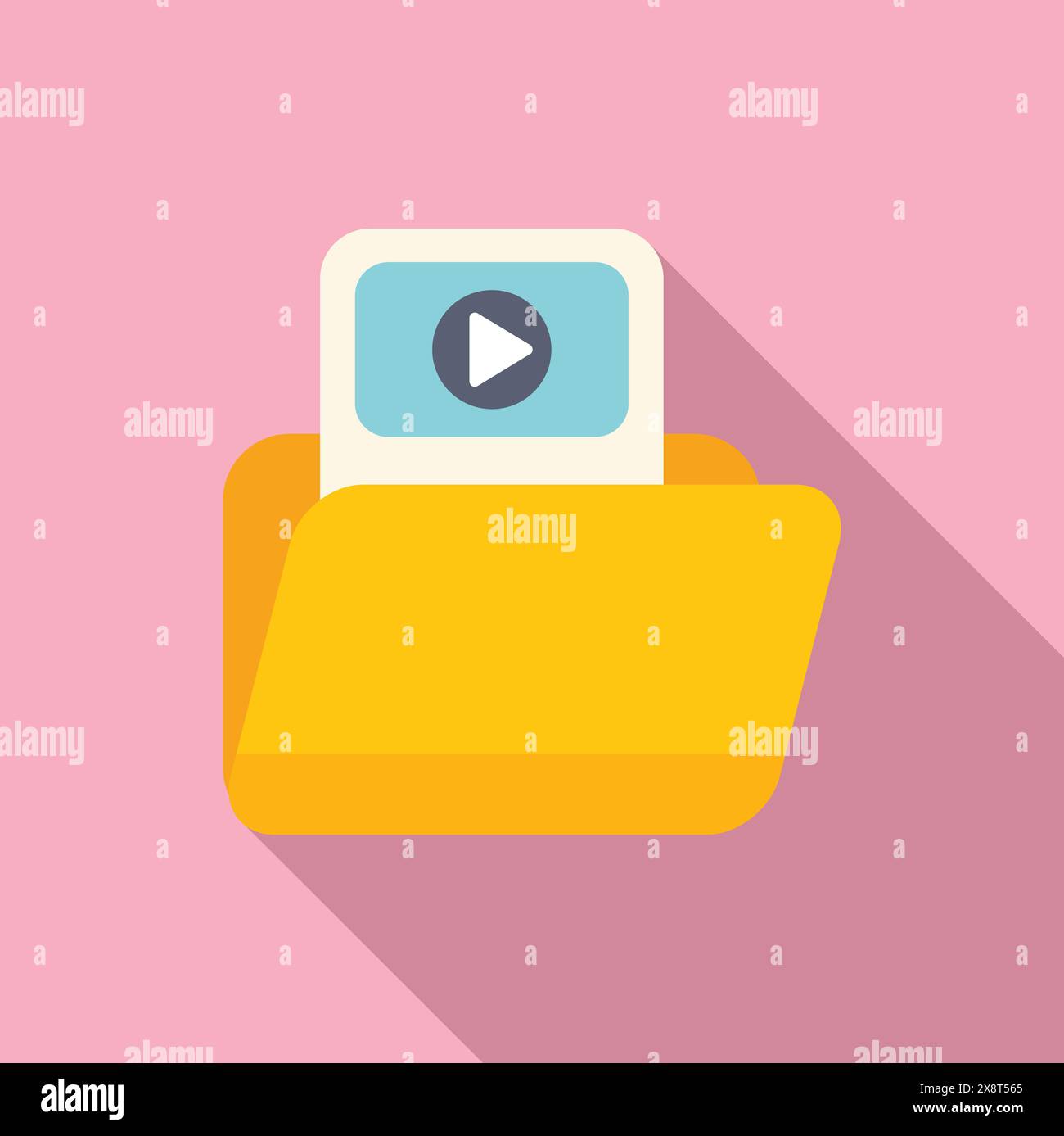 Flat design vector illustration of a yellow folder icon with a play ...