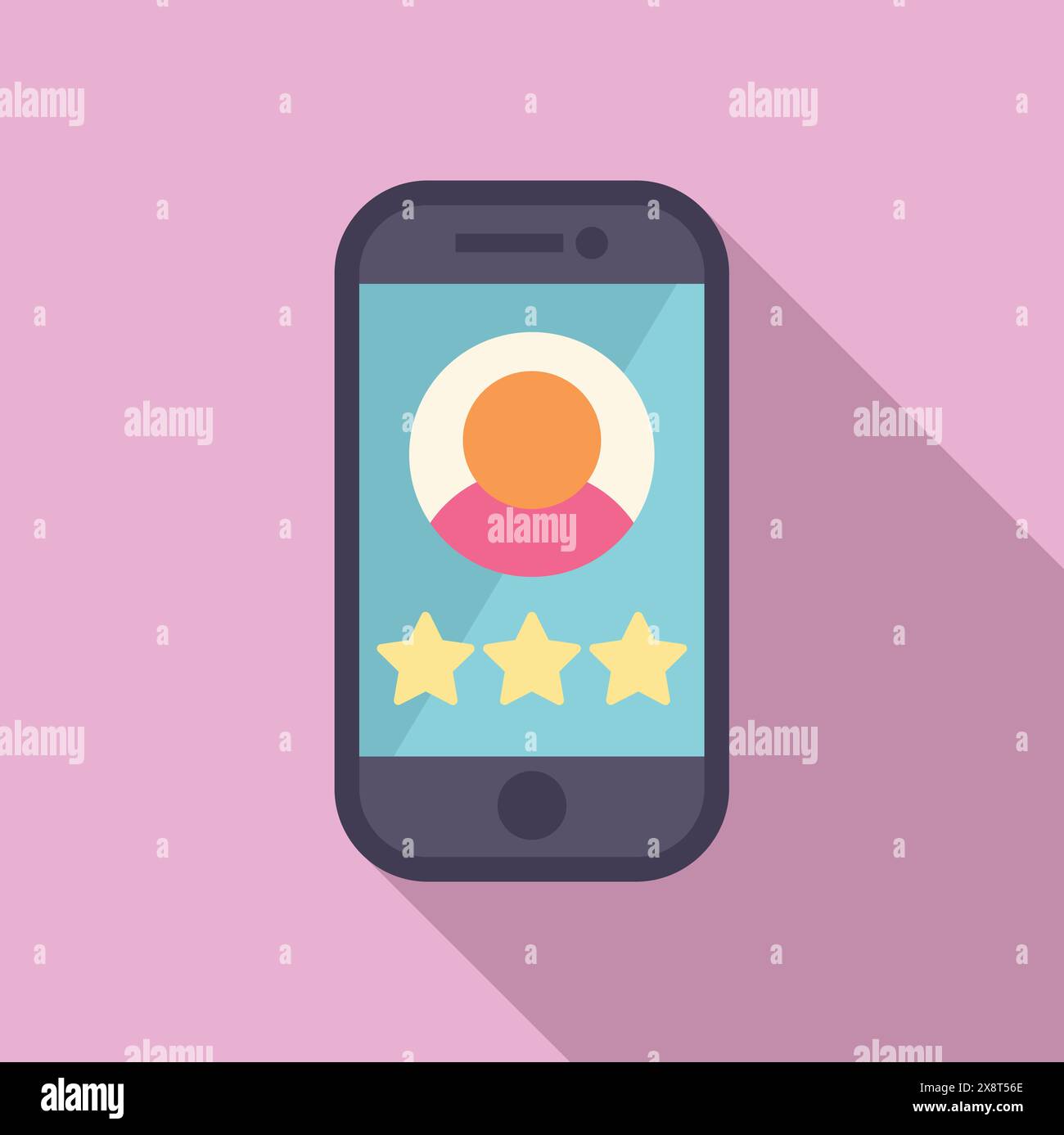 Flat design vector of mobile with a user rating display, depicting ...
