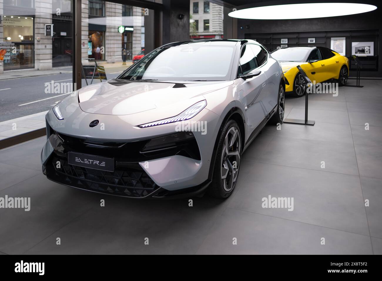 new grey Electric Hyper-SUV Lotus Eletre in showroom, British exciting ...