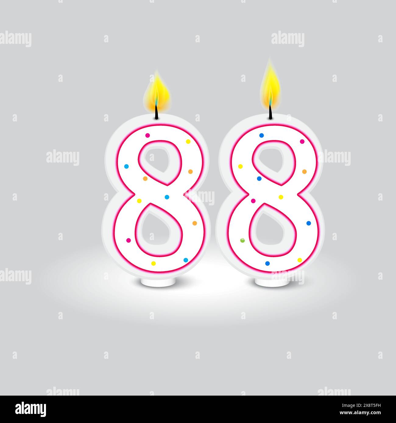 Birthday candles icon. Number eighty eight. Colorful dotted. Vector ...