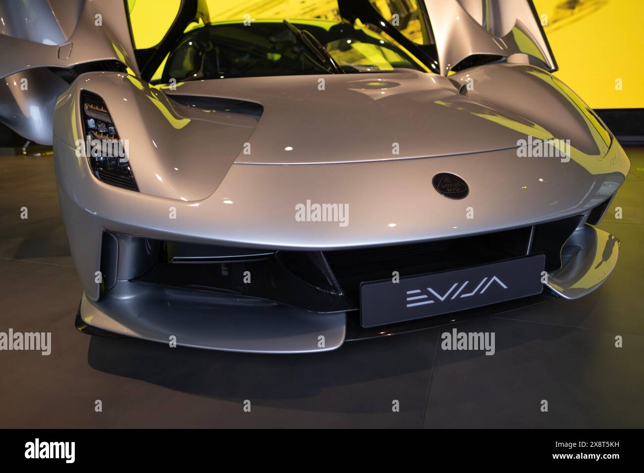 new silver Lotus Emira in showroom, British exciting sports car Lotus ...