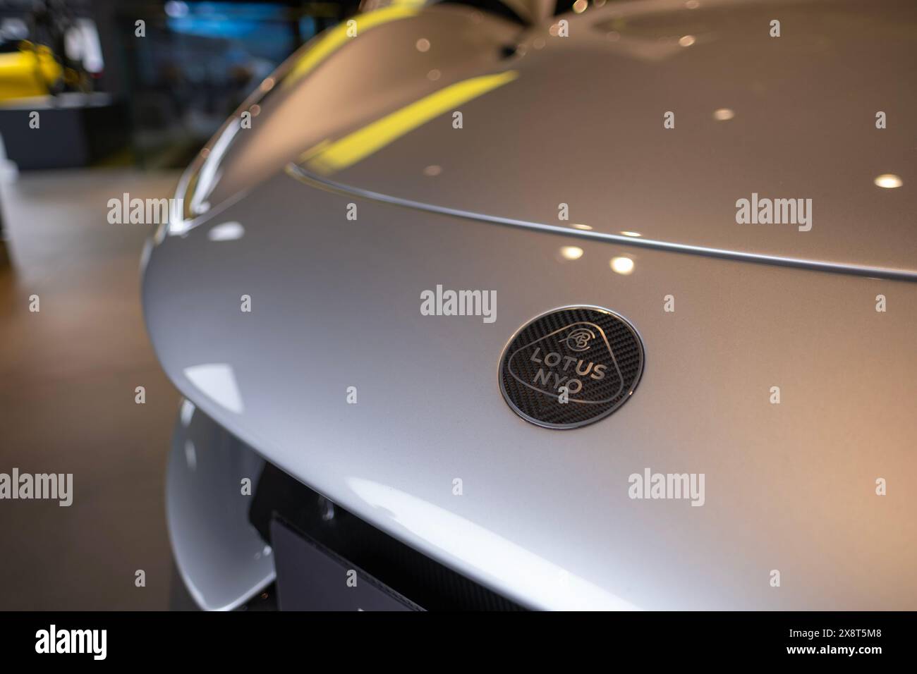 new silver battery-Electric Hyper-SUV Lotus Eletre in showroom, British ...