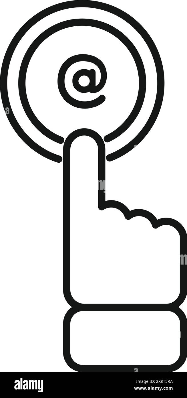 Vector illustration of a finger tapping an email symbol, indicating ...
