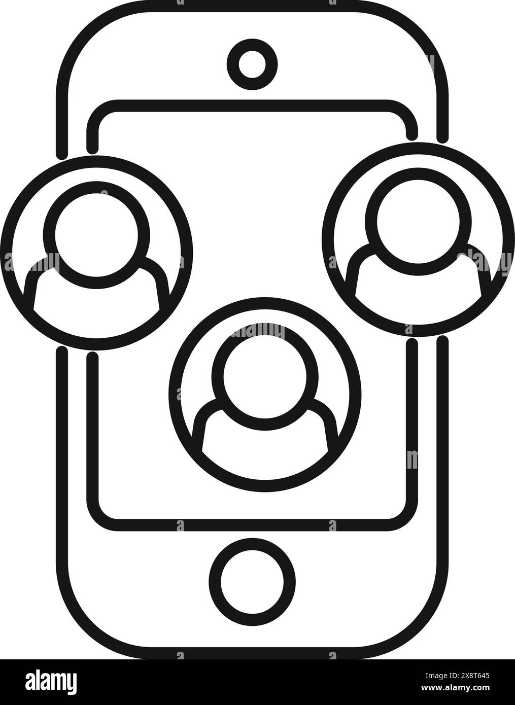 Vector illustration of a smartphone displaying a video conference with ...