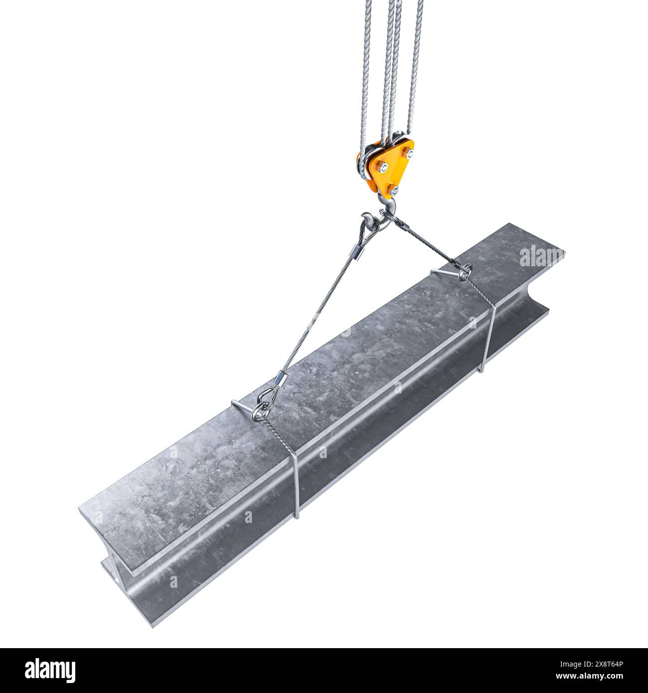Crane hook cables hoisting steel i-beam transparent background Stock ...