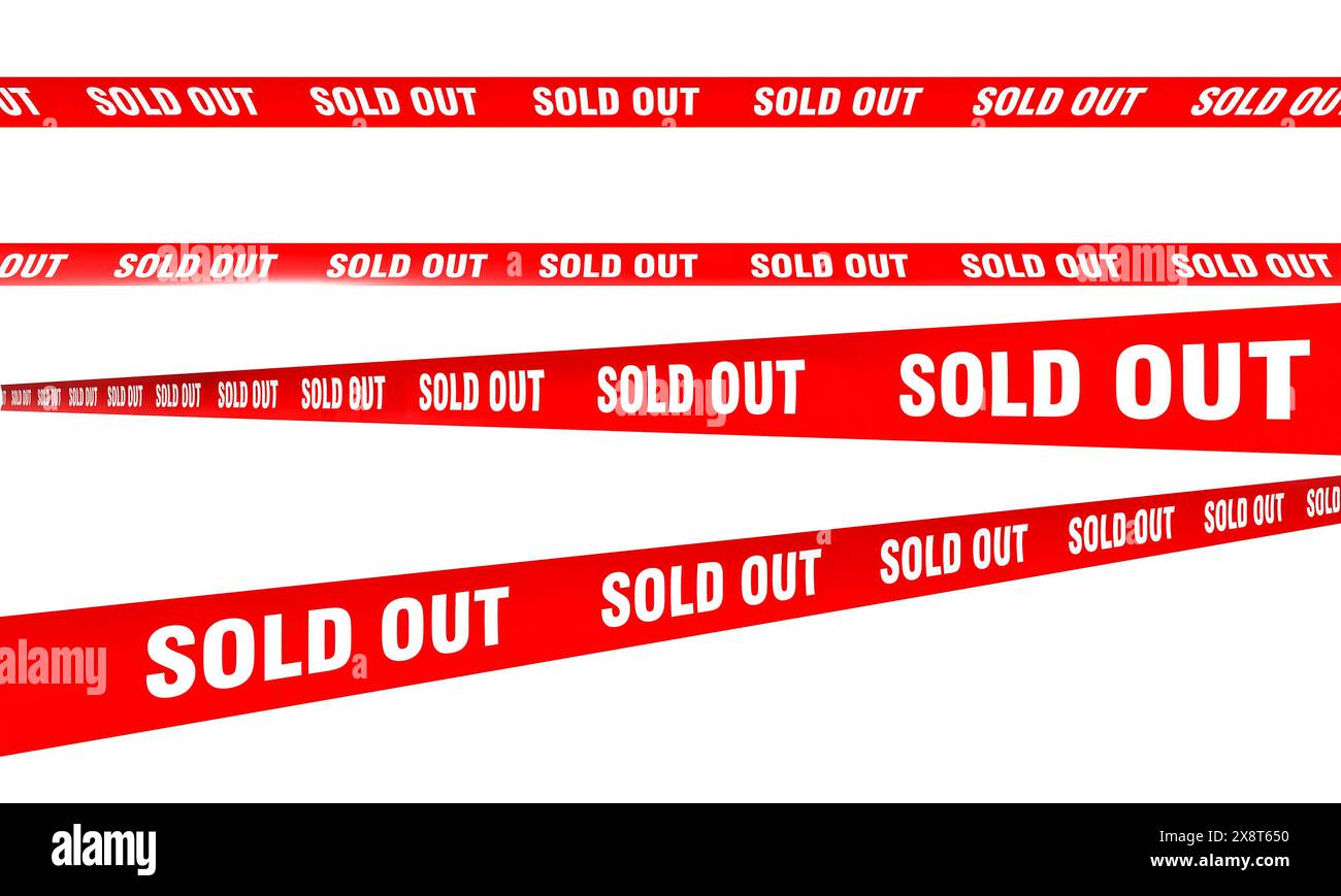 Red tape sold out text isolated on a transparent background Stock Photo ...