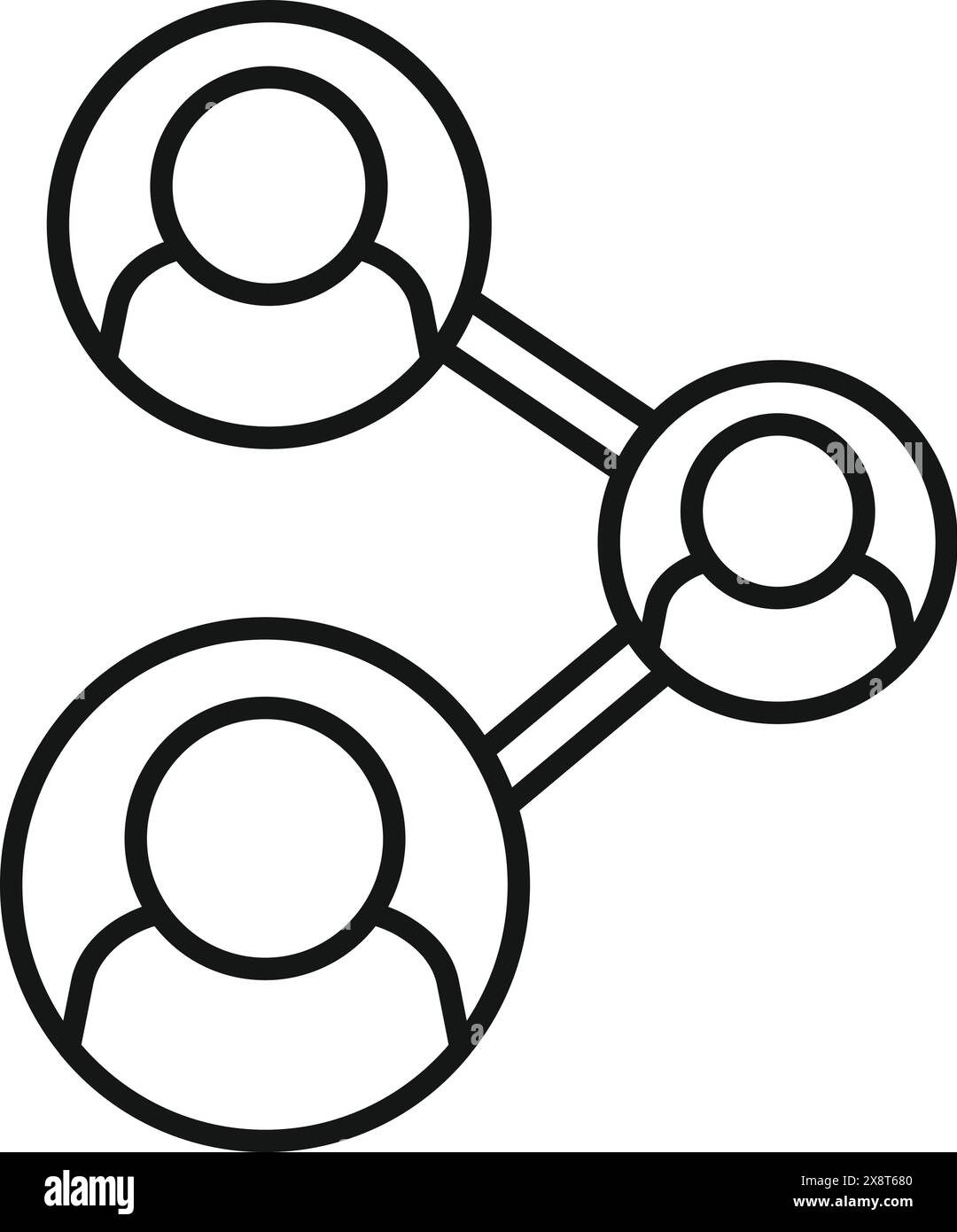 Simple line drawing of a social network icon symbolizing connection and ...