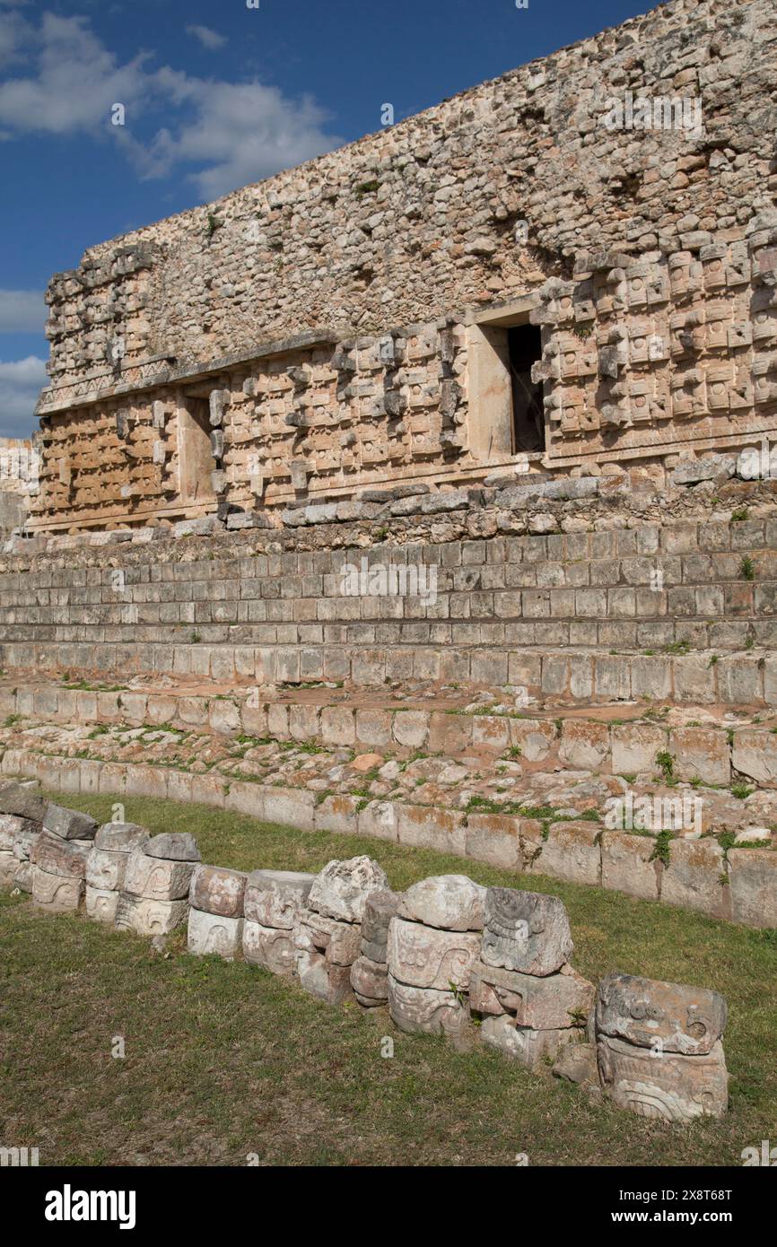 Stone Glyphs in front of the Palace of Masks, Kabah Archaeological Site ...